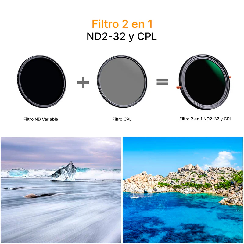 Filtro Densidad Neutra Variable y CPL K&F Concept 58mm. Serie Nano-X ...